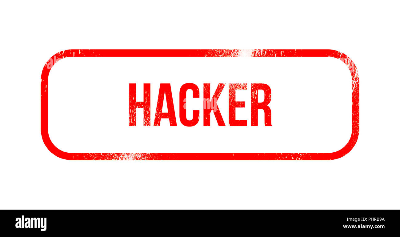 Hacker - red grunge rubber, stamp Stock Photo - Alamy