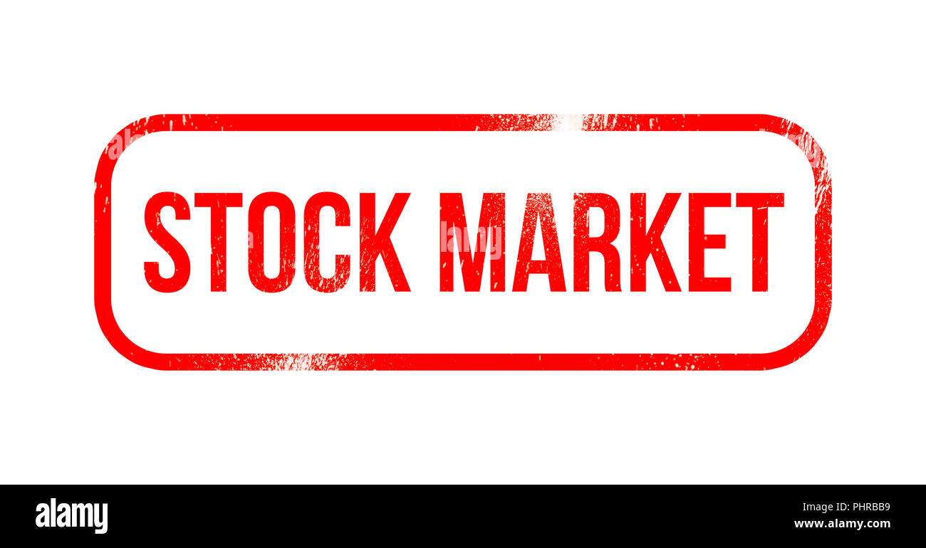 stock market - red grunge rubber, stamp Stock Photo - Alamy