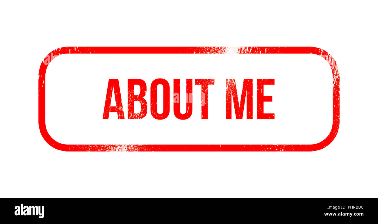 about me - red grunge rubber, stamp Stock Photo - Alamy