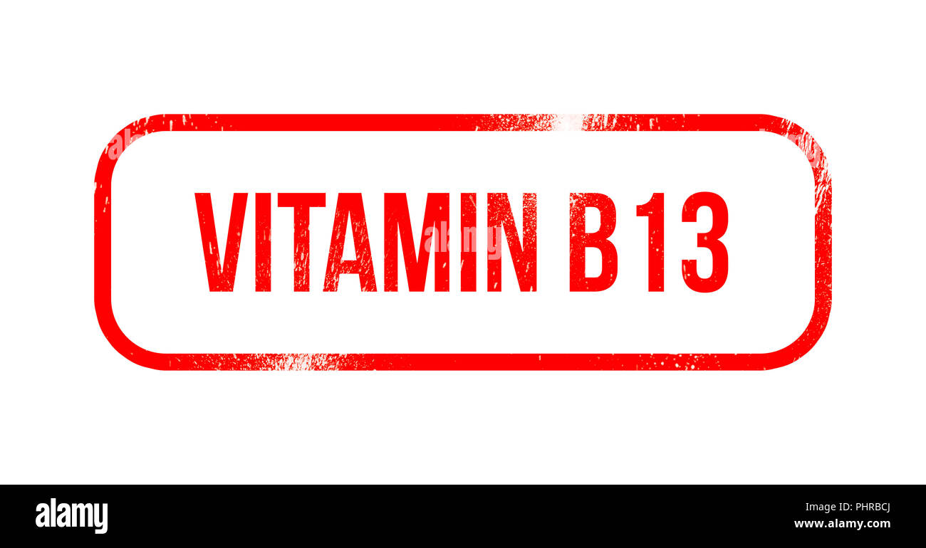 Vitamin B13 - red grunge rubber, stamp Stock Photo - Alamy