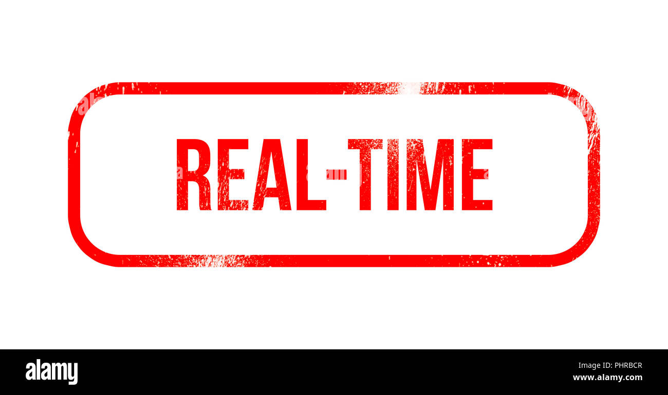 Real-time - red grunge rubber, stamp Stock Photo - Alamy