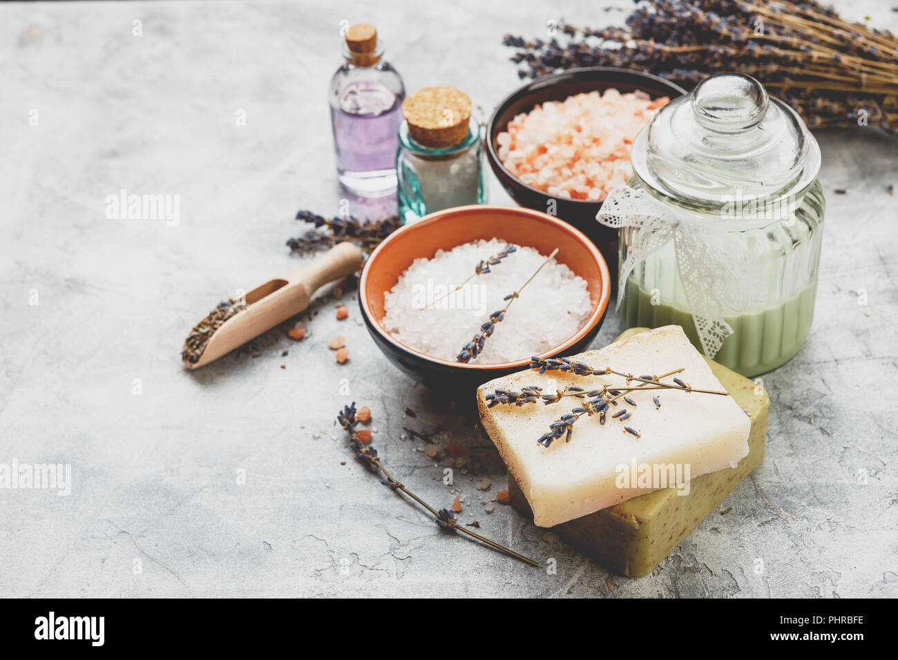 Hygiene items for bath and spa Stock Photo - Alamy