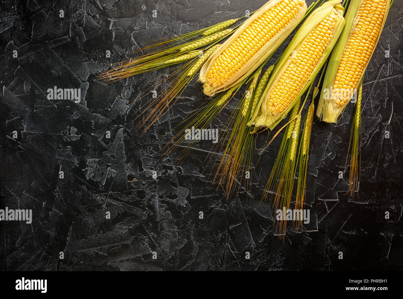 Corn and wheat spikes Stock Photo - Alamy