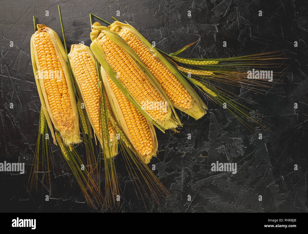 Corn and wheat spikes Stock Photo - Alamy