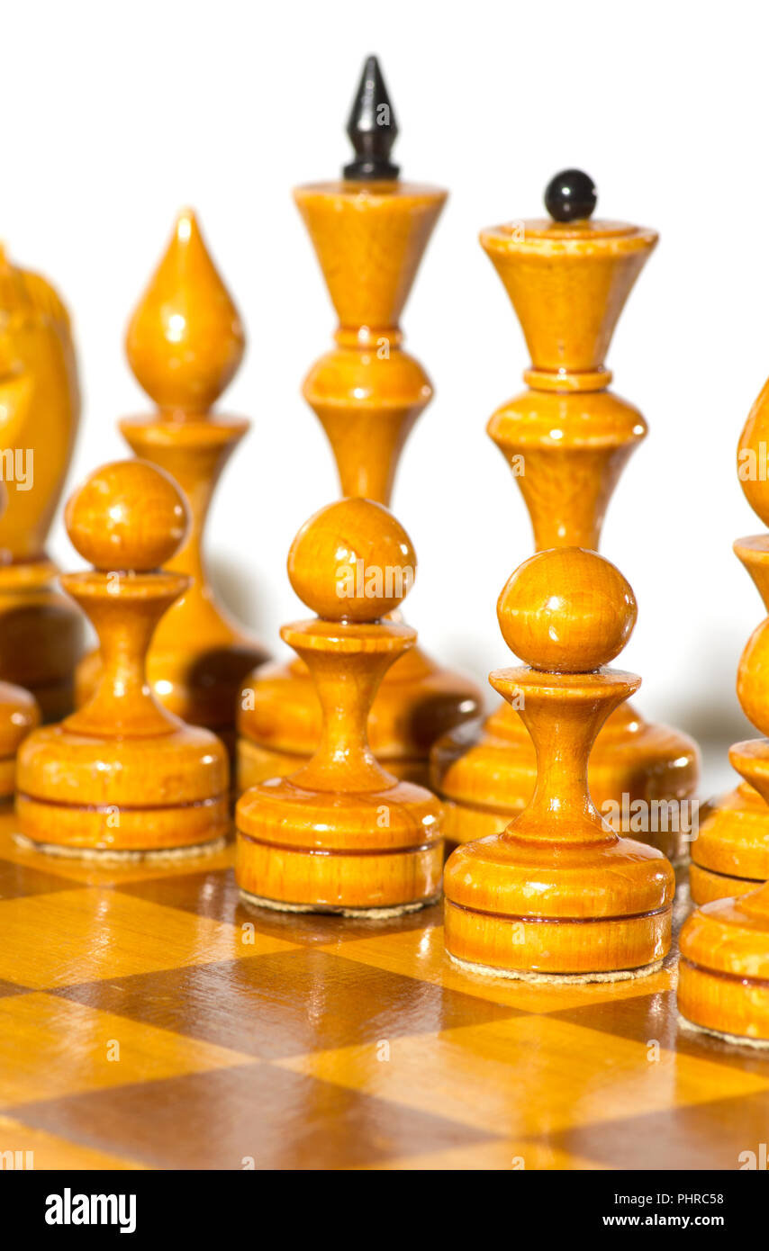 White pieces on chessboard hi-res stock photography and images - Alamy