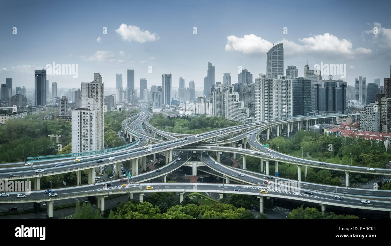 city interchange panorama in shanghai Stock Photo - Alamy
