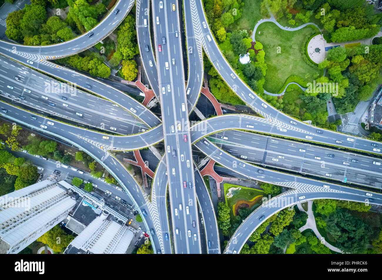 Aerial view freeway interchange interstate hi-res stock photography and ...