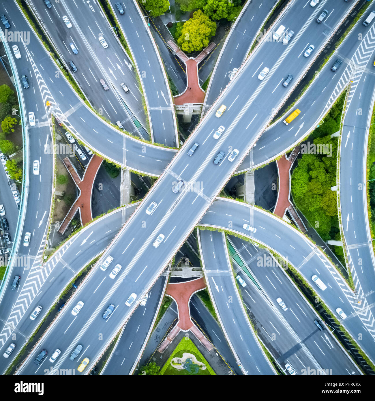 Aerial view highway interchange hi-res stock photography and images - Alamy