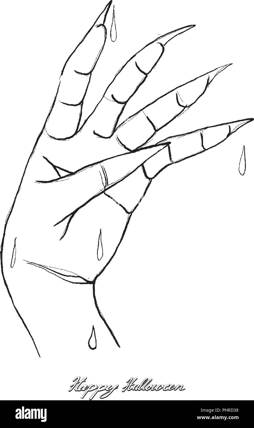 Holidays And Celebrations, Illustration Hand Drawn Sketch of Evil Hand ...