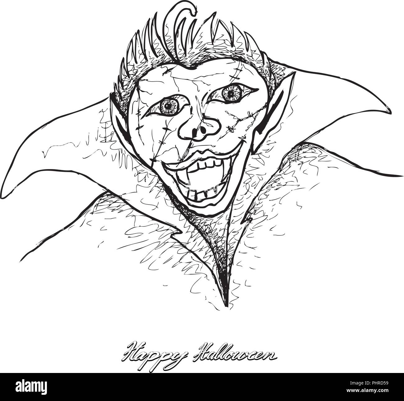 Holidays And Celebrations, Illustration Hand Drawn Sketch of Vampire ...