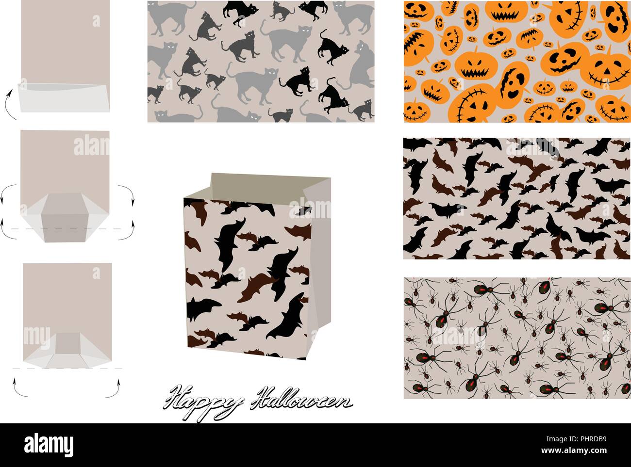 Illustration Set of Happy Jack-o-Lantern Pumpkins and Evils Background ...