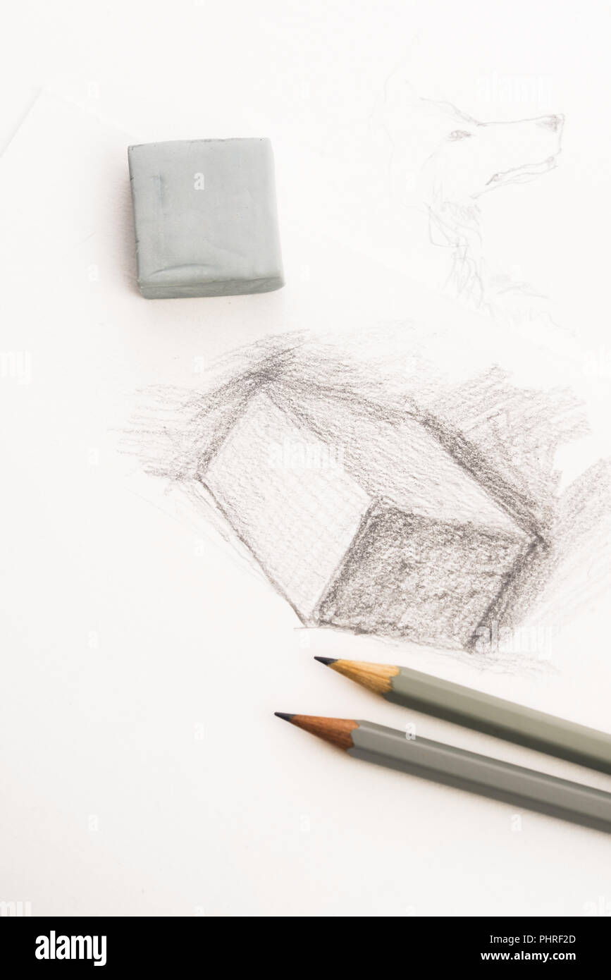 Drawing of artist by pencil on paper Stock Photo - Alamy