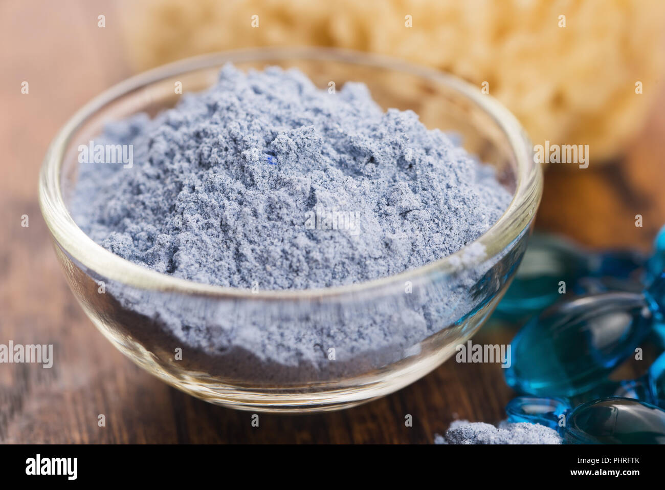 Blue clay mask with serum capsules Stock Photo - Alamy