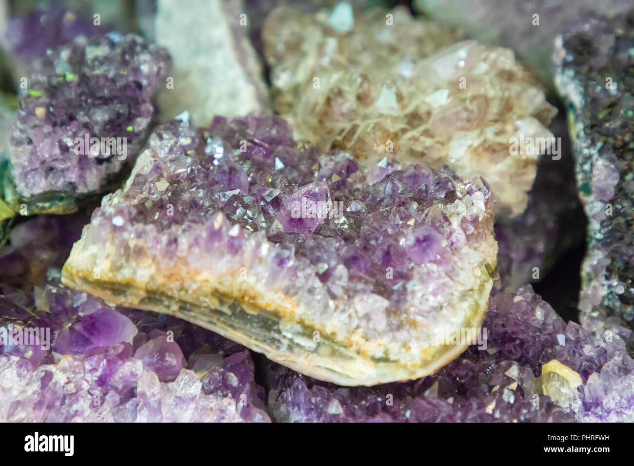 Closeup shot of Purple Amethyst, geological background Stock Photo - Alamy