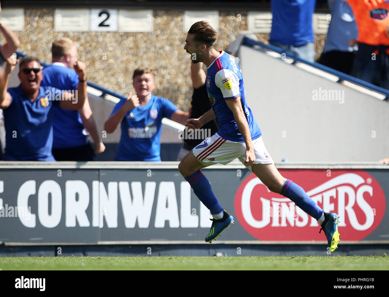 Ipswich towns gwion edwards celebrates scoring hi-res stock photography ...