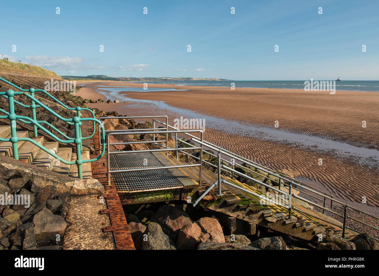 Rock armour at Montrose beach front Splash area, Montrose, Angus ...