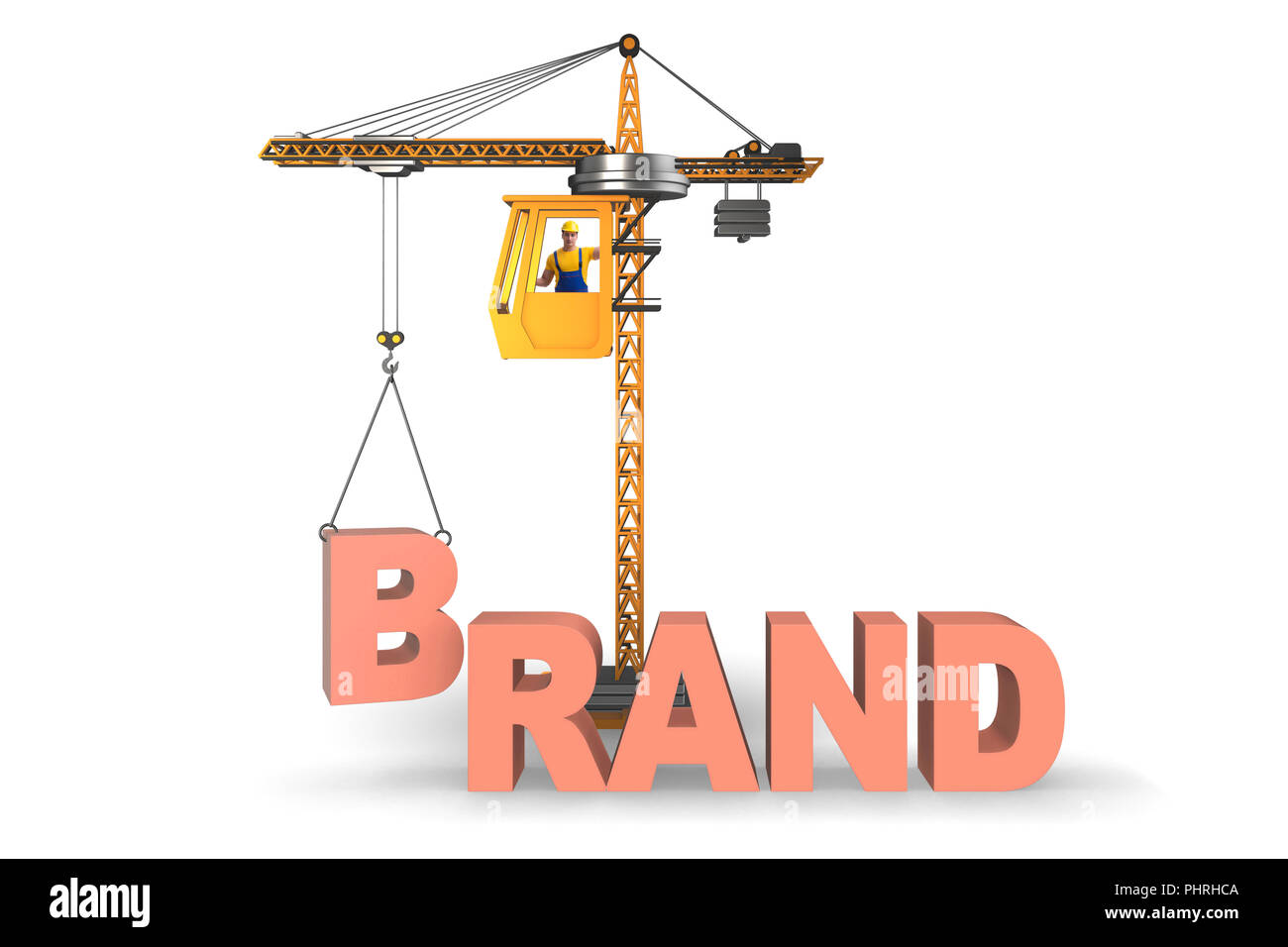 Crane lifting brand letters on commercial concept Stock Photo - Alamy