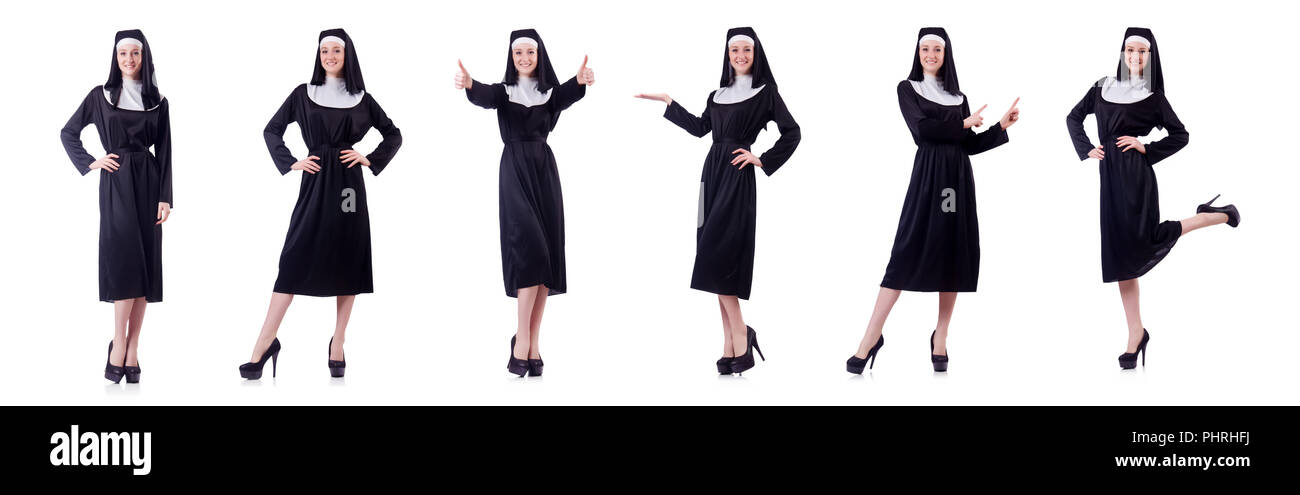 Nun isolated on the white background Stock Photo - Alamy
