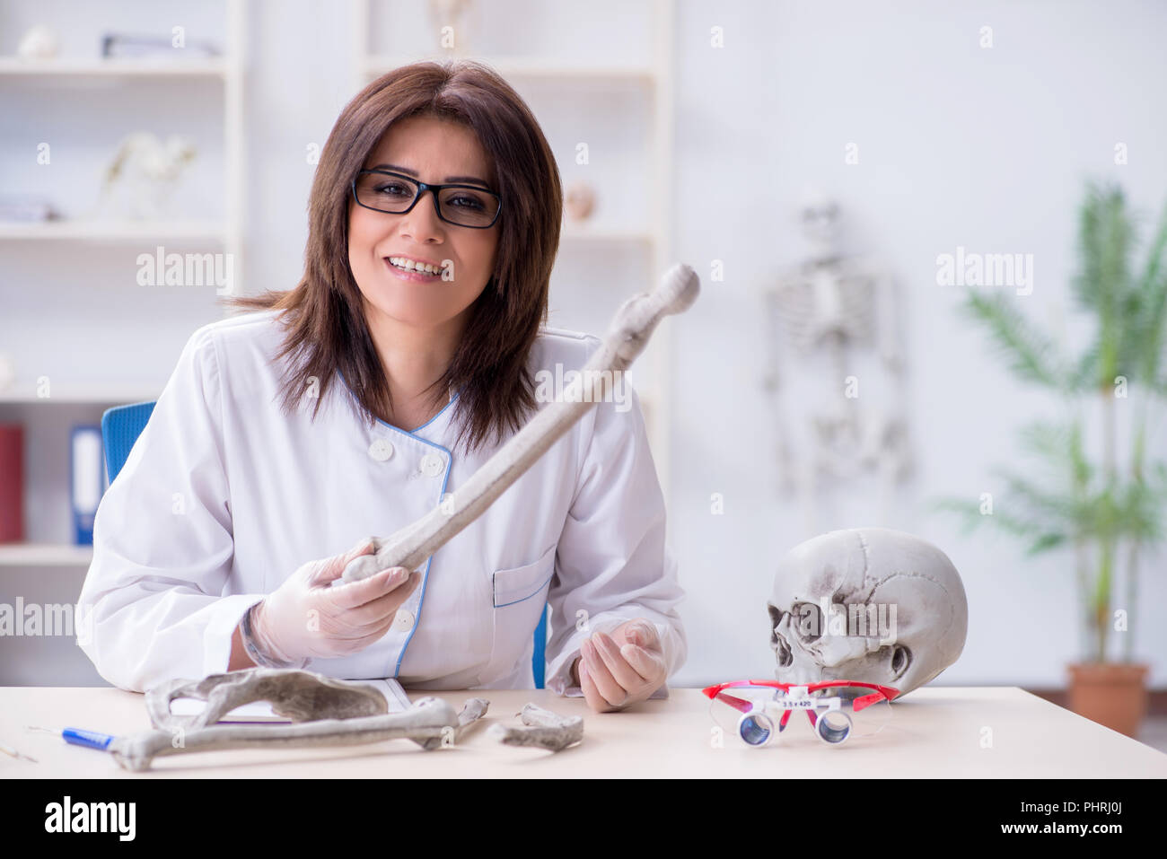 Doctor working in the lab on skeleton Stock Photo - Alamy