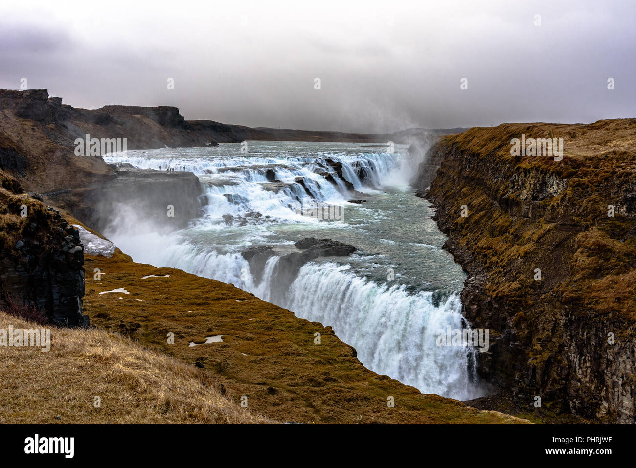 The Hvítá river at Gullfoss waterfall flowing into a canyon Stock Photo ...