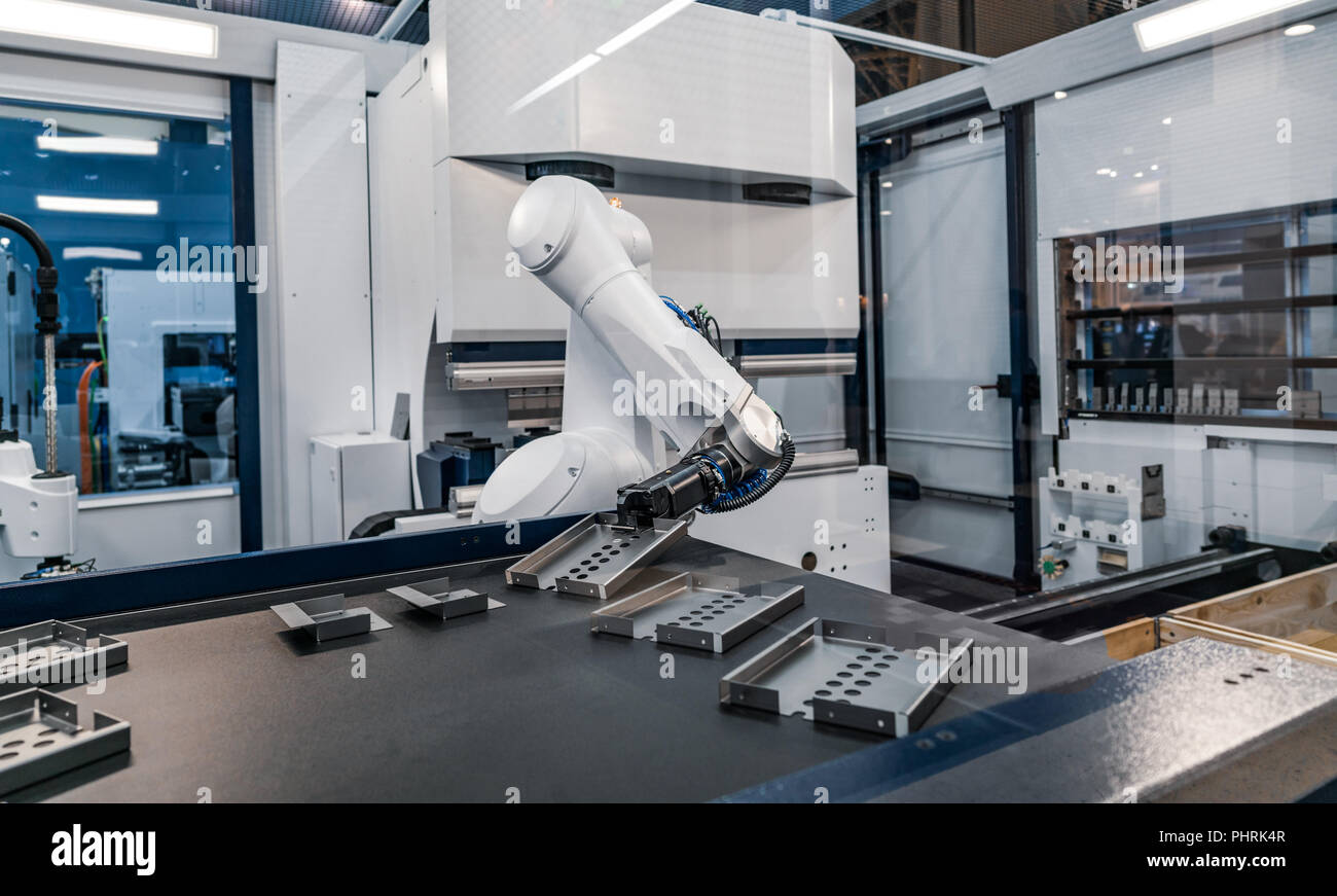 Robotic Arm production lines modern industrial technology. Automated ...