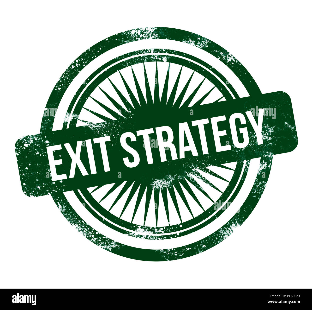 Exit strategy - green grunge stamp Stock Photo - Alamy
