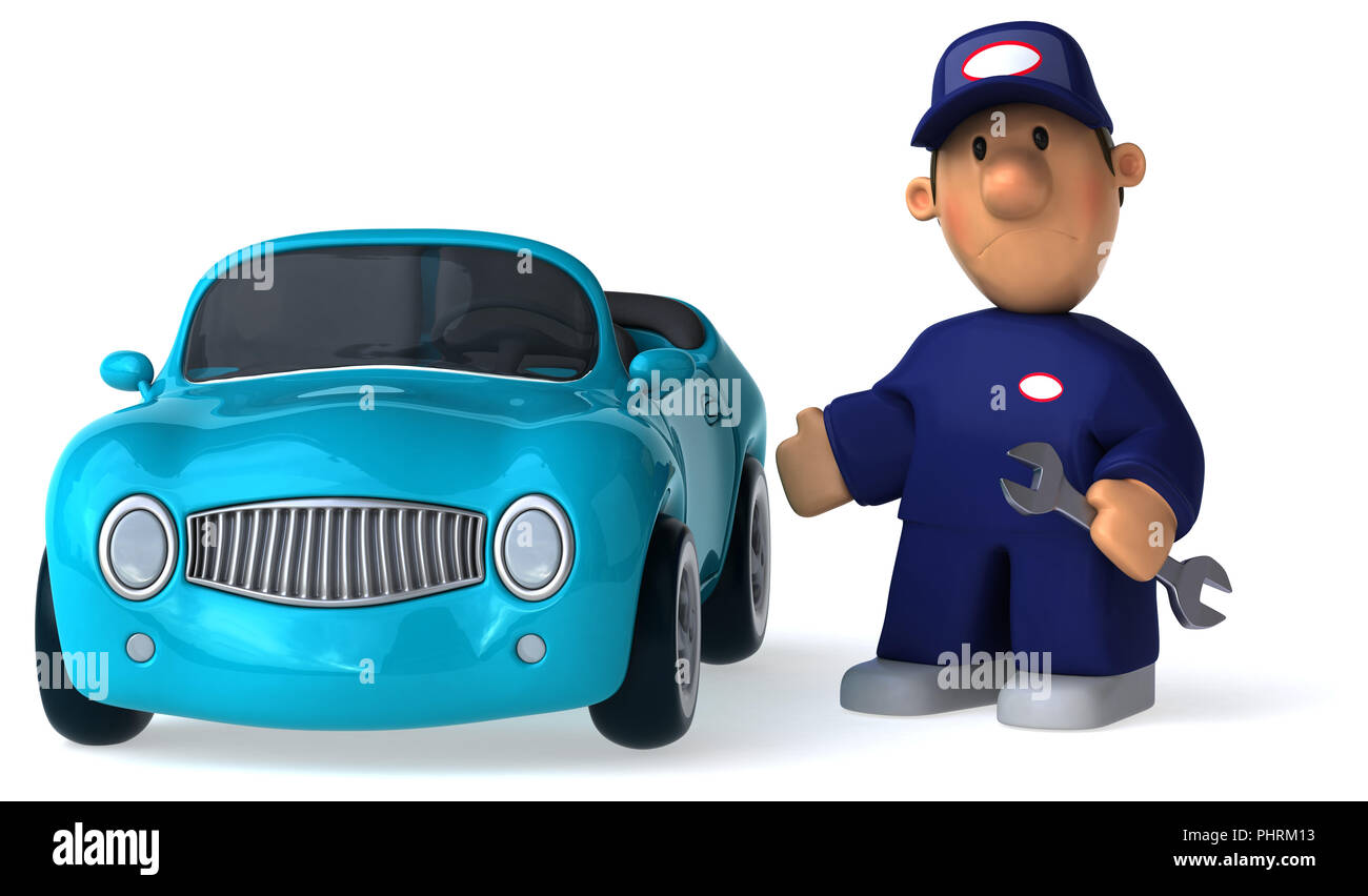 Fun mechanic - 3D Illustration Stock Photo - Alamy