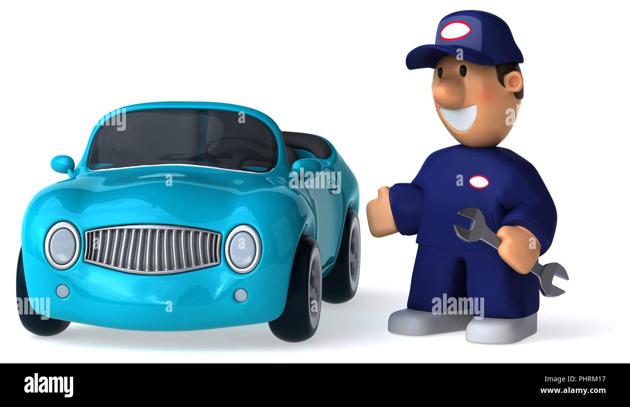 Fun mechanic - 3D Illustration Stock Photo - Alamy
