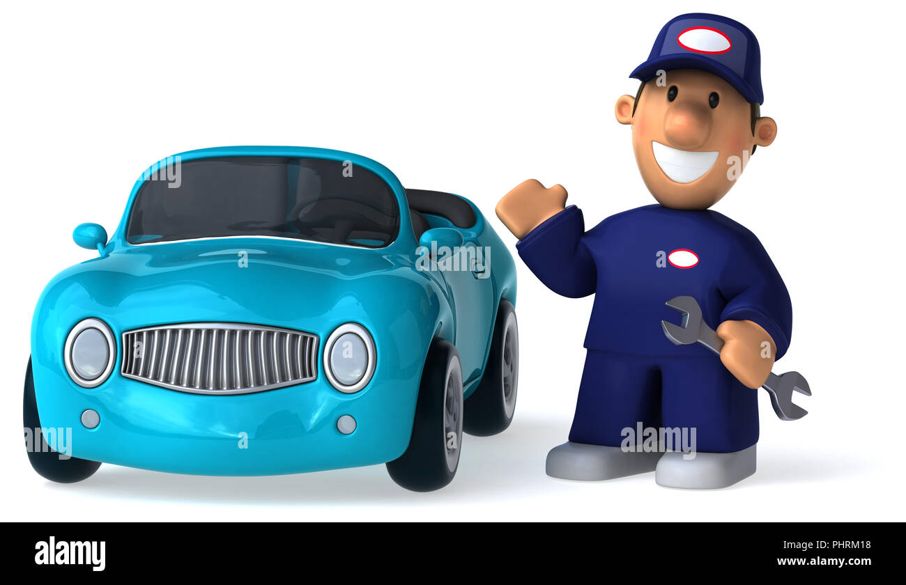 Fun mechanic - 3D Illustration Stock Photo - Alamy