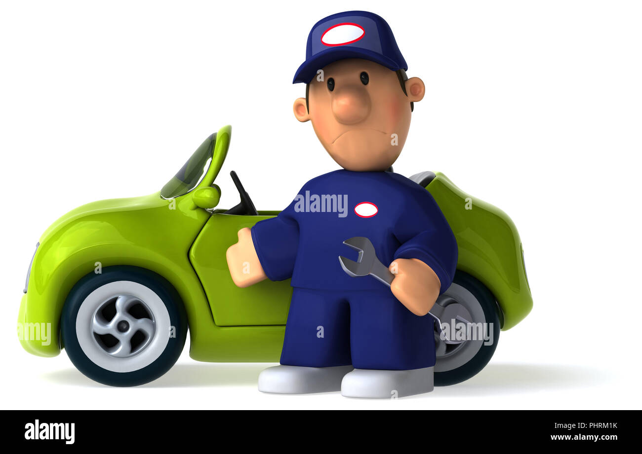 Fun mechanic - 3D Illustration Stock Photo - Alamy