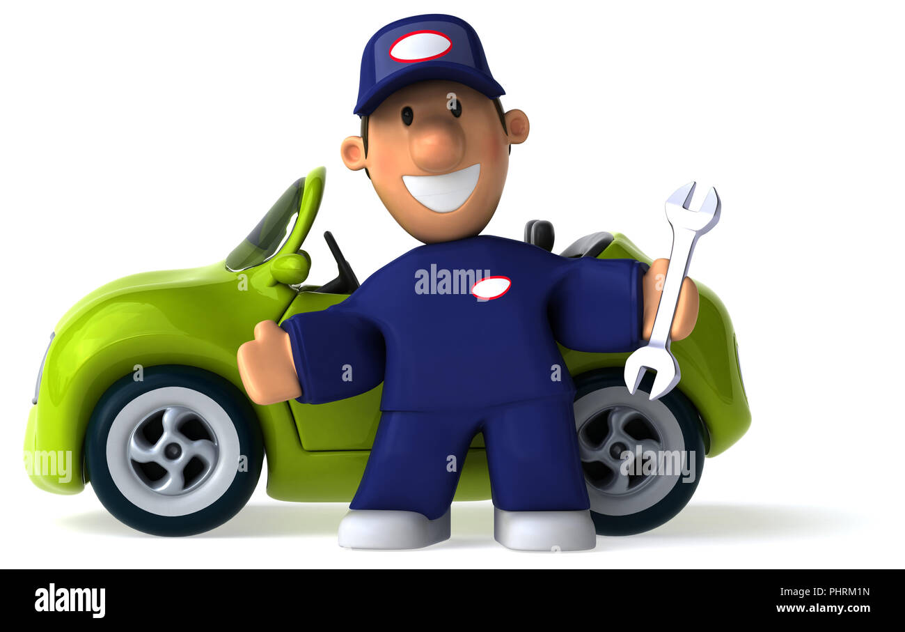 Fun mechanic - 3D Illustration Stock Photo - Alamy