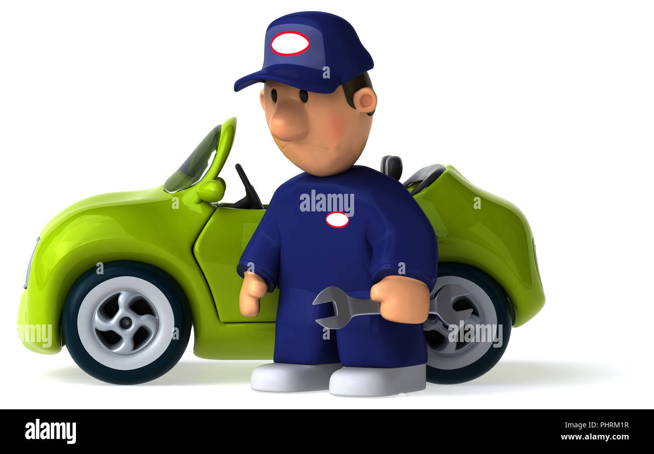 Fun mechanic - 3D Illustration Stock Photo - Alamy