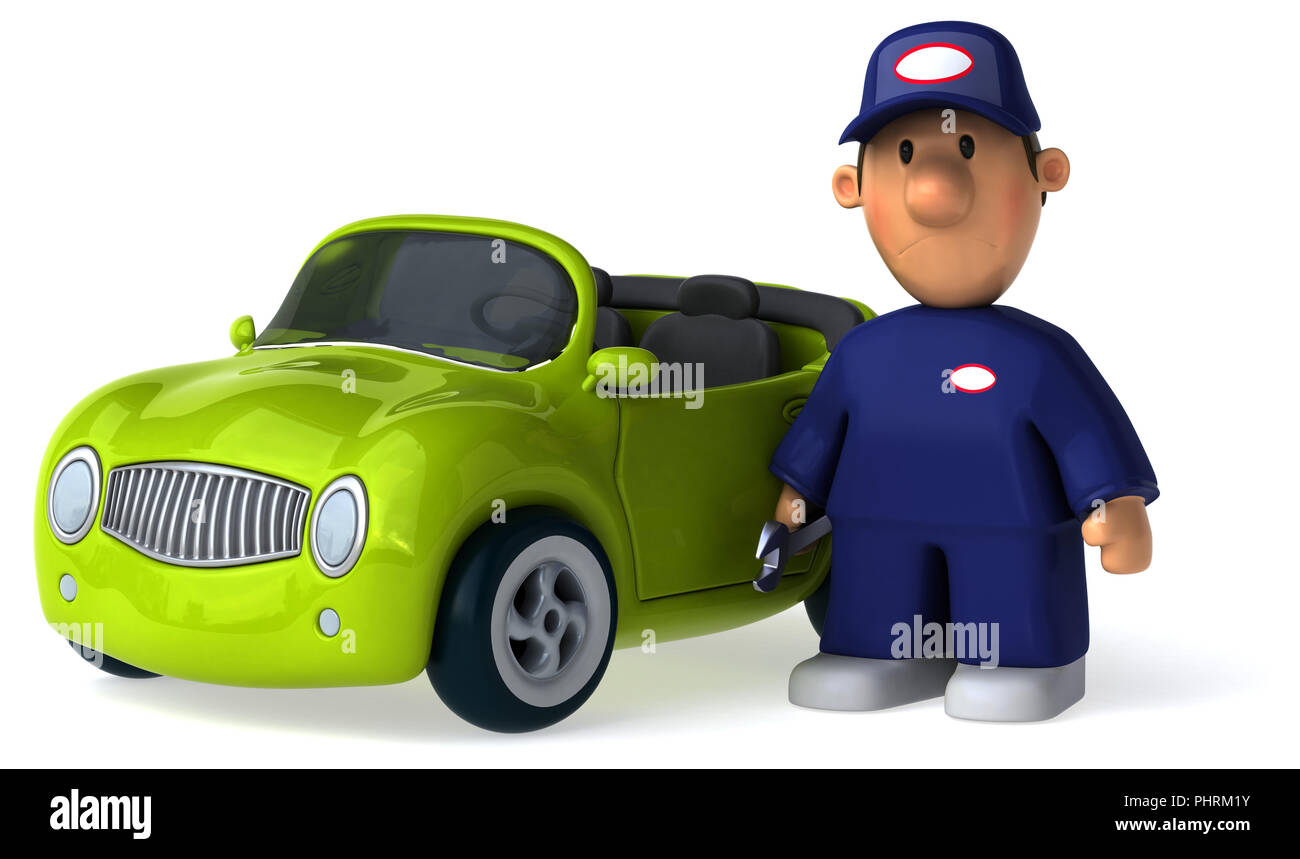 Fun mechanic - 3D Illustration Stock Photo - Alamy