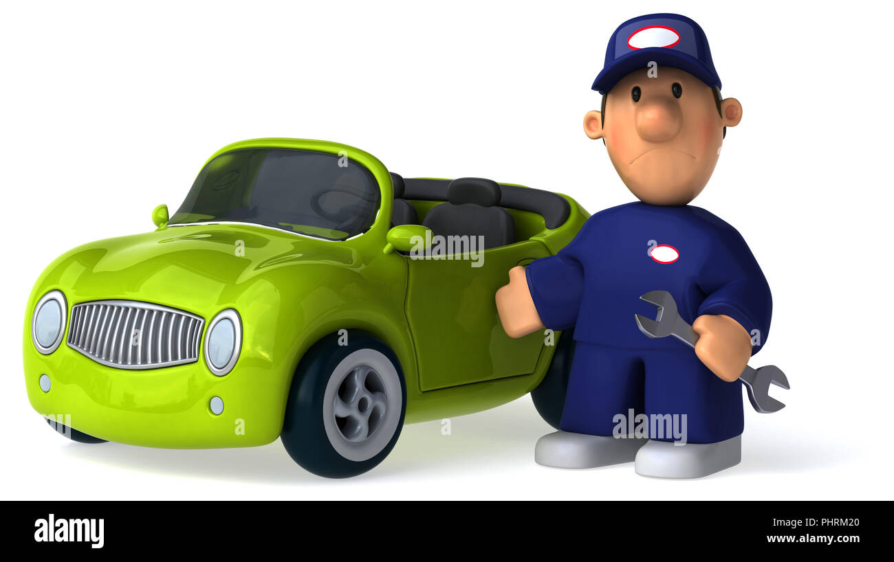 Fun mechanic - 3D Illustration Stock Photo - Alamy