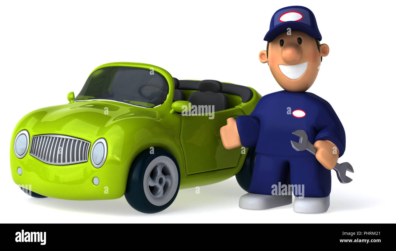 Fun mechanic - 3D Illustration Stock Photo - Alamy
