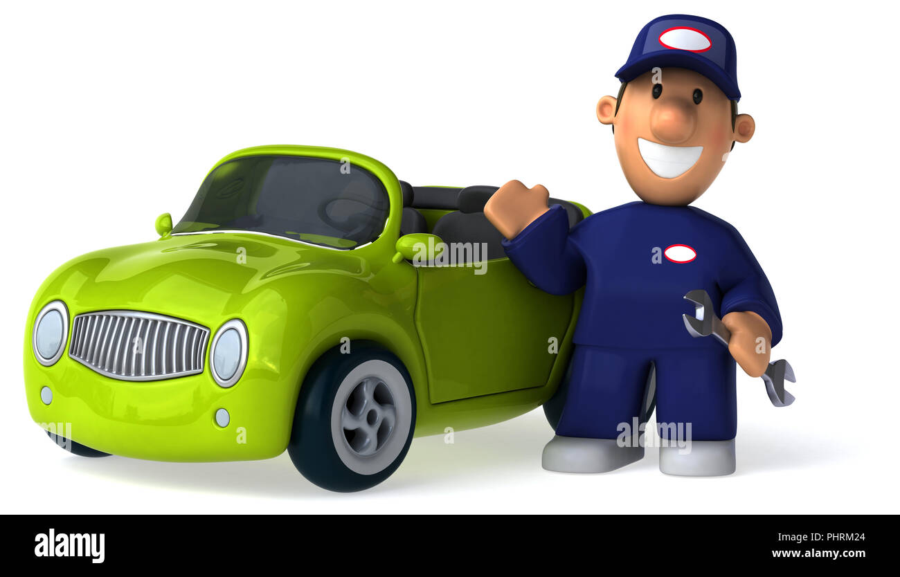 Fun mechanic - 3D Illustration Stock Photo - Alamy