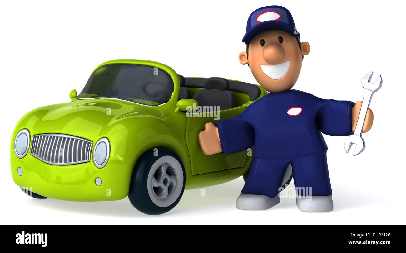 Fun mechanic - 3D Illustration Stock Photo - Alamy