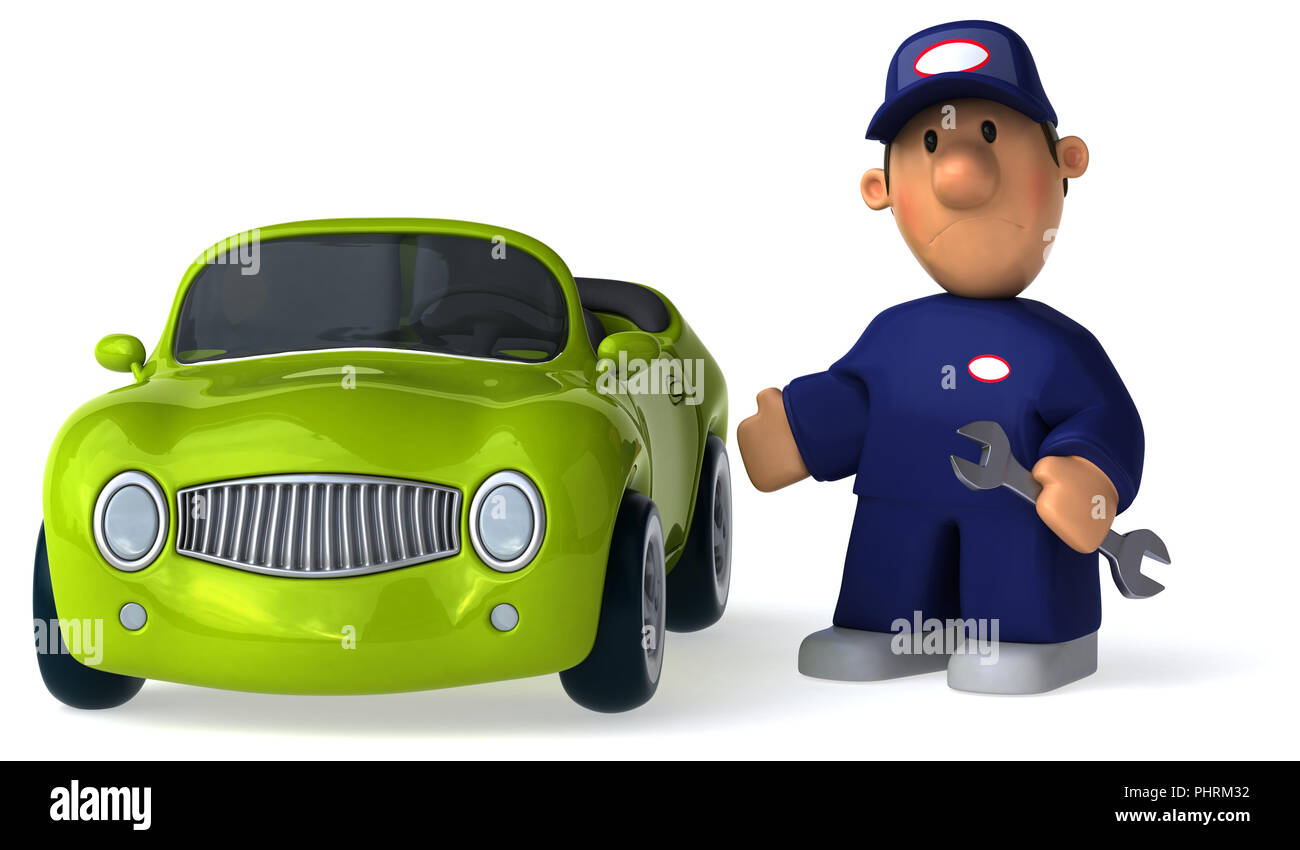 Fun mechanic - 3D Illustration Stock Photo - Alamy