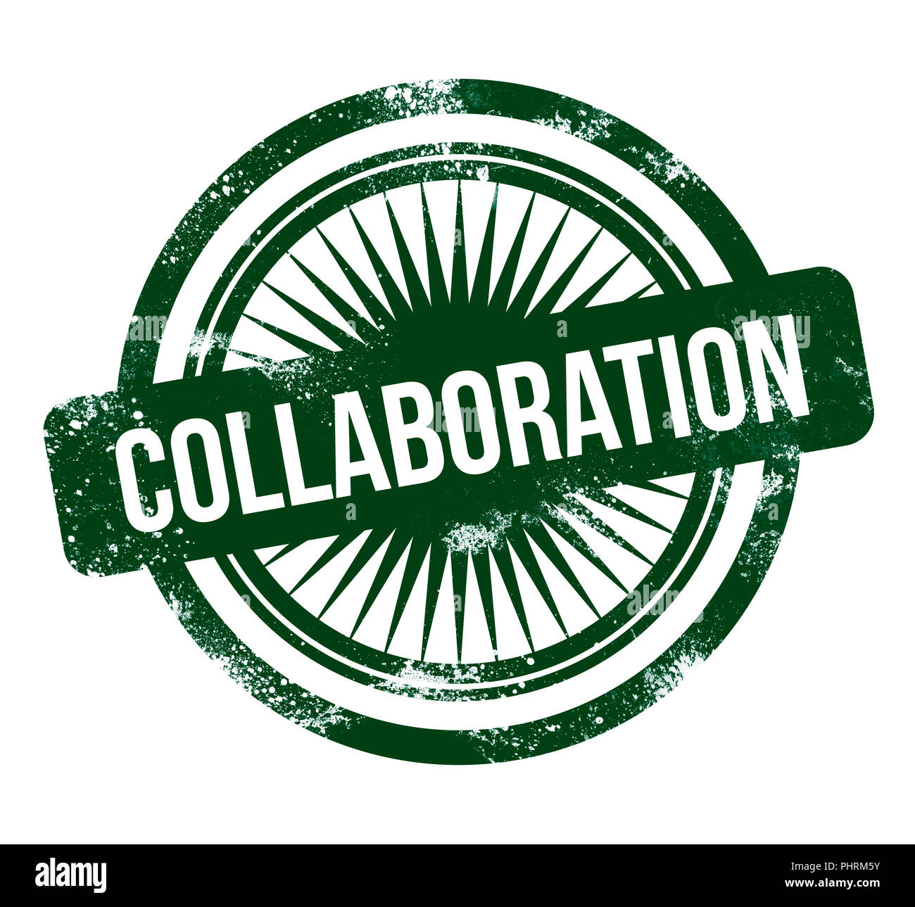 Collaboration - green grunge stamp Stock Photo - Alamy
