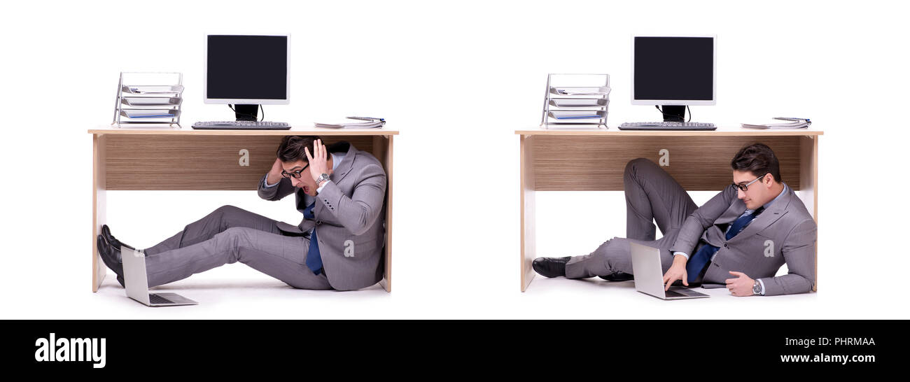 Office hiding under desk Cut Out Stock Images & Pictures - Alamy