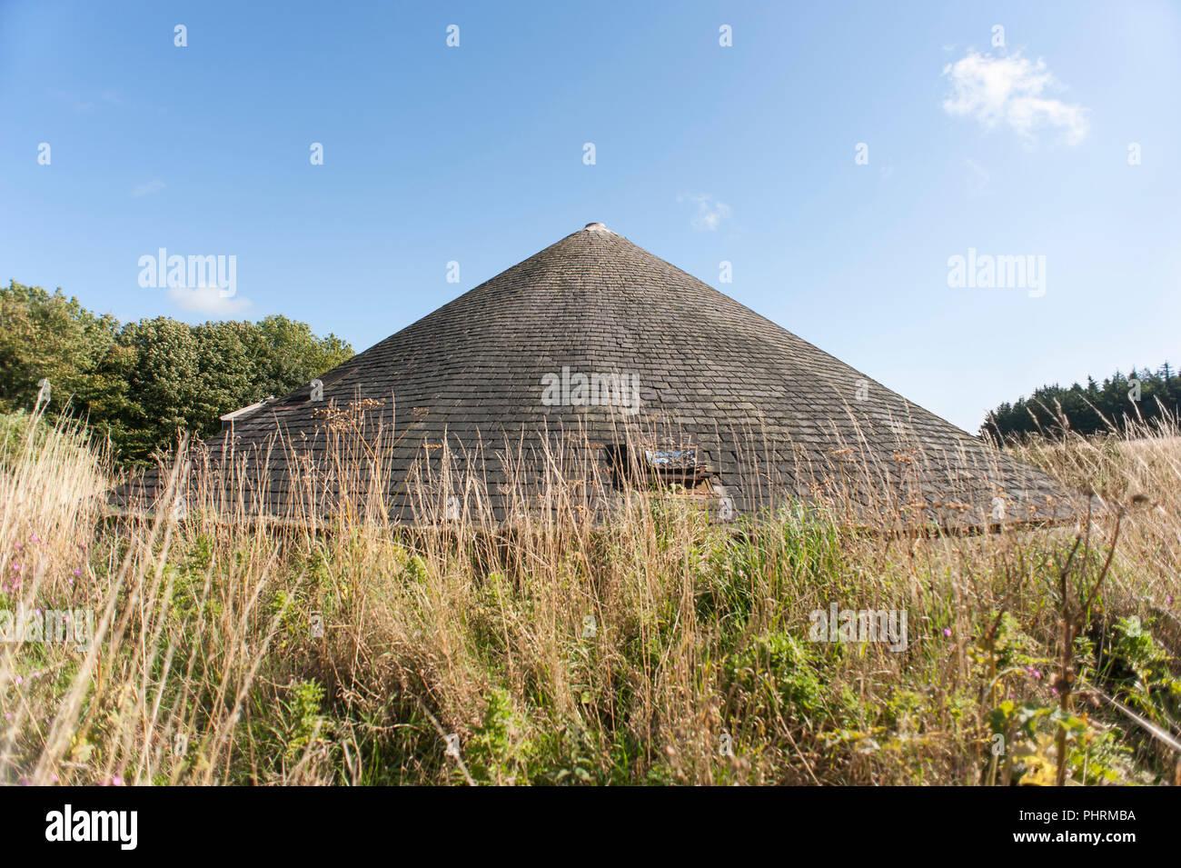 Old, disused, circular grain store located in field outside Stonehaven ...
