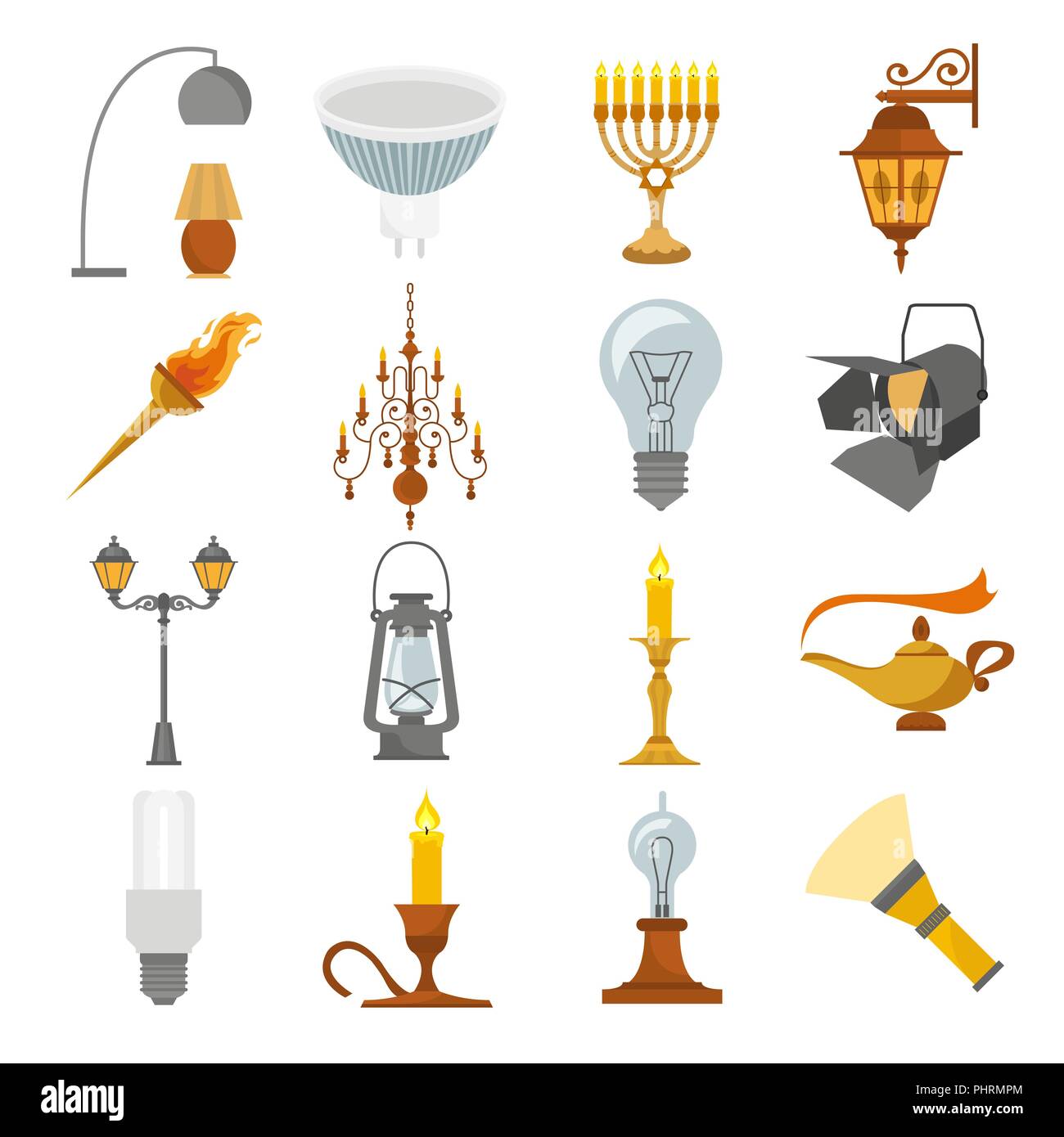 Lighting elements icon set. Vector illustration Stock Vector Image ...