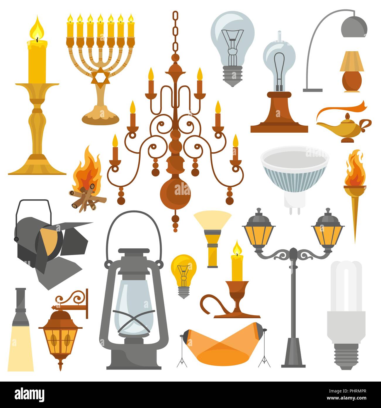Lighting elements icon set. Vector illustration Stock Vector Image ...
