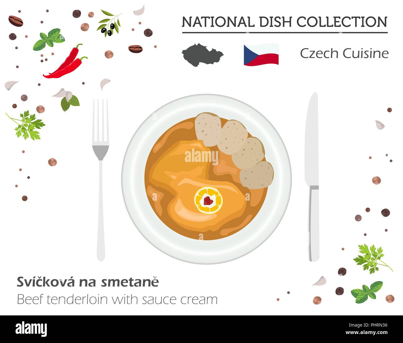 Czech Cuisine. European national dish collection.Beef tenderloin with ...
