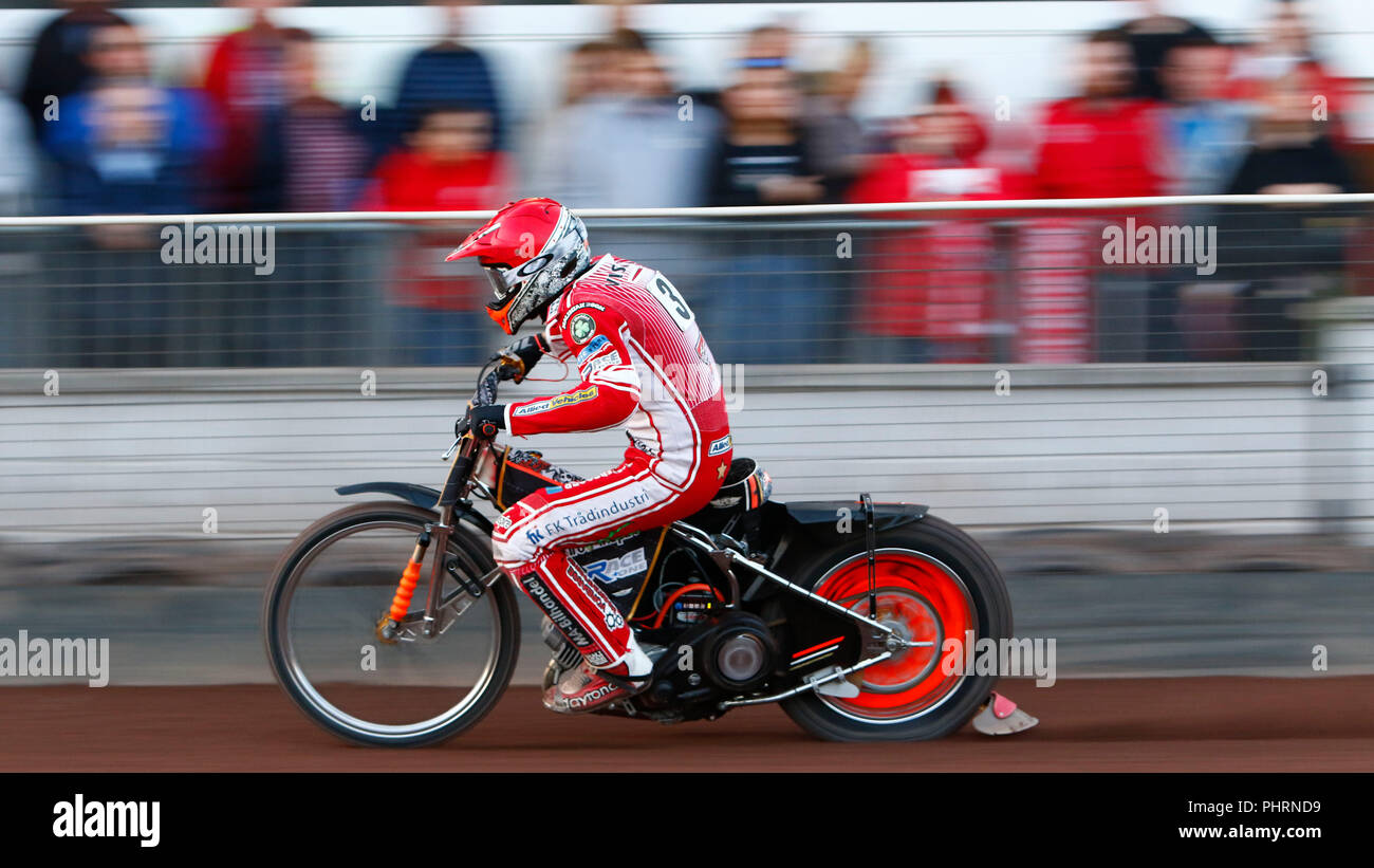 Claus VIssing at speed as he passes the main stand at the SGB National ...