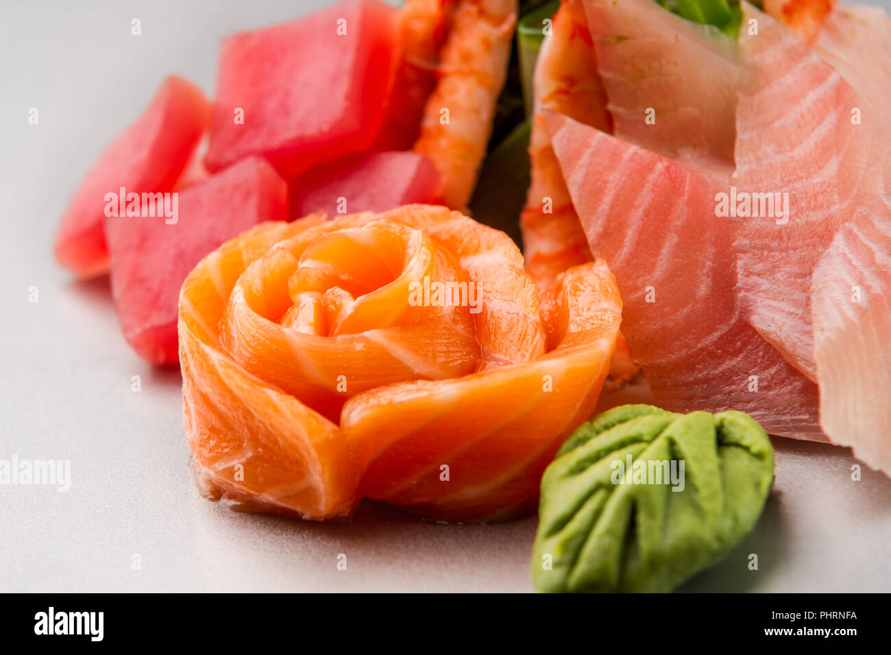 Lovely flower made of salmon Stock Photo - Alamy