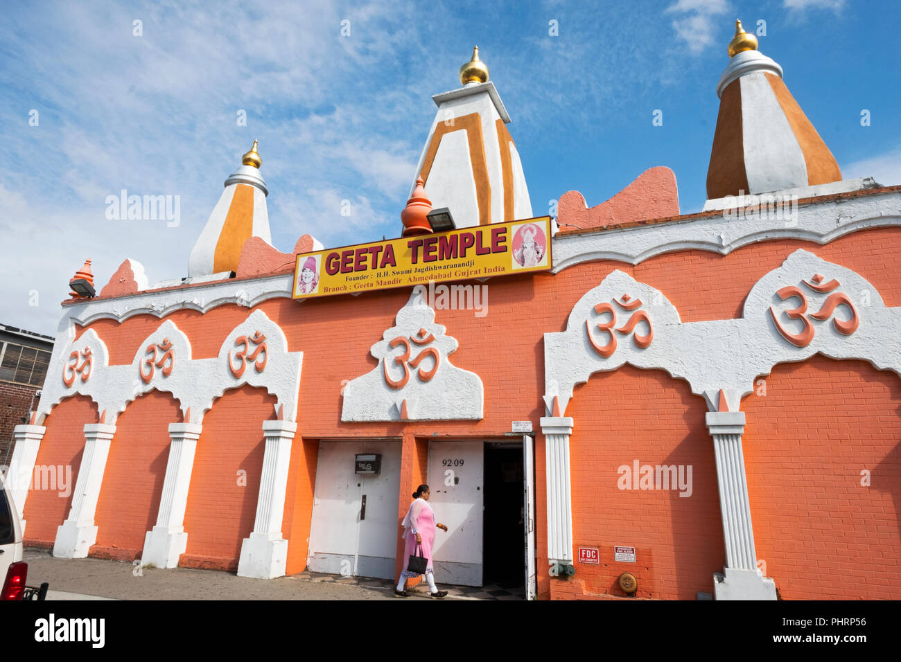 The exterior of the Geeta Temple, a HIindu temple in Corona, Queens ...