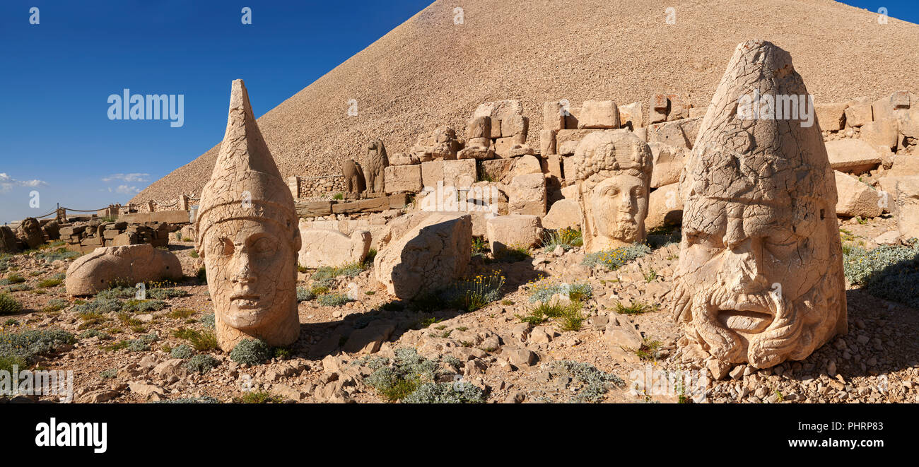 Statue head, from left, Antiochus, Commenge & Zeus, in front of the 62 ...