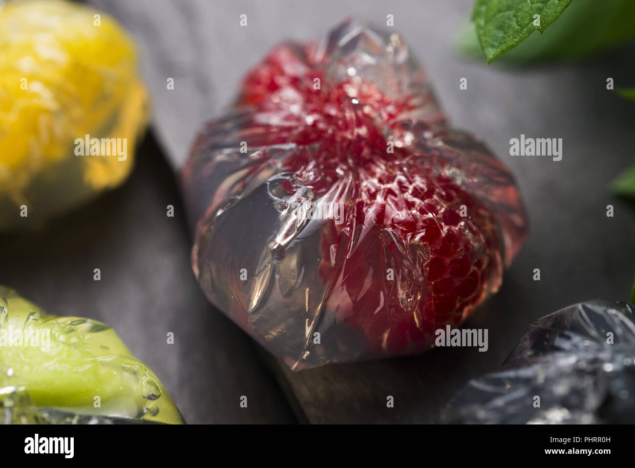Jello dessert with fruits Stock Photo - Alamy
