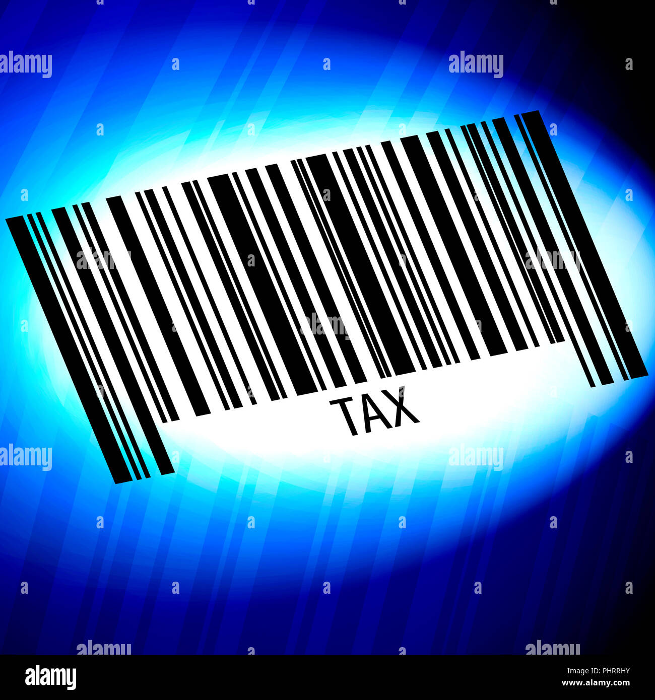 Tax - barcode with blue Background Stock Photo - Alamy